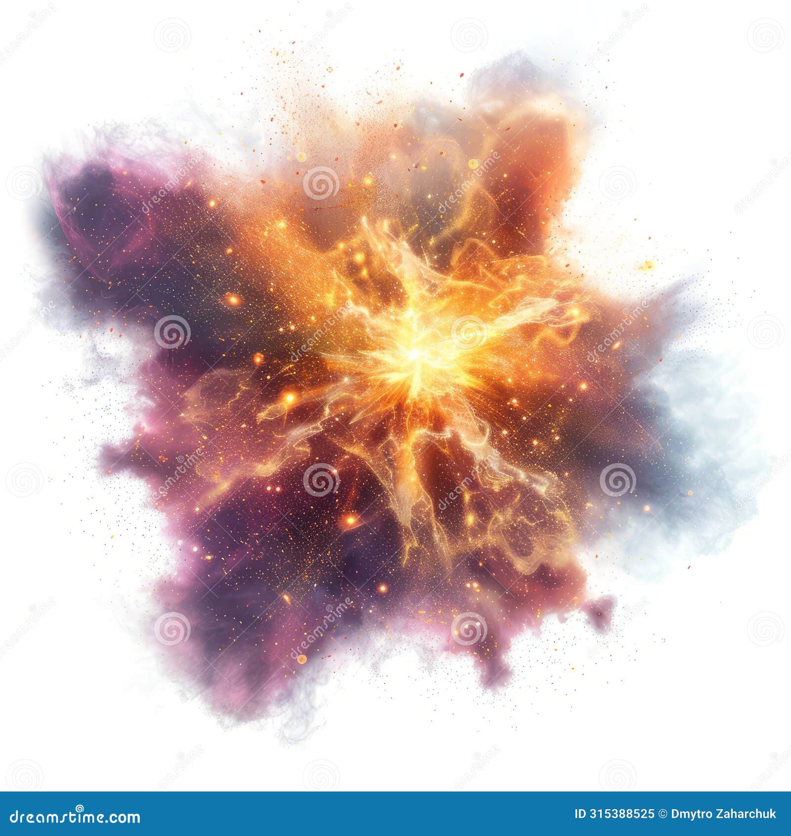 Infinite Space Dust Explosion on White Background Stock Image - Image ...