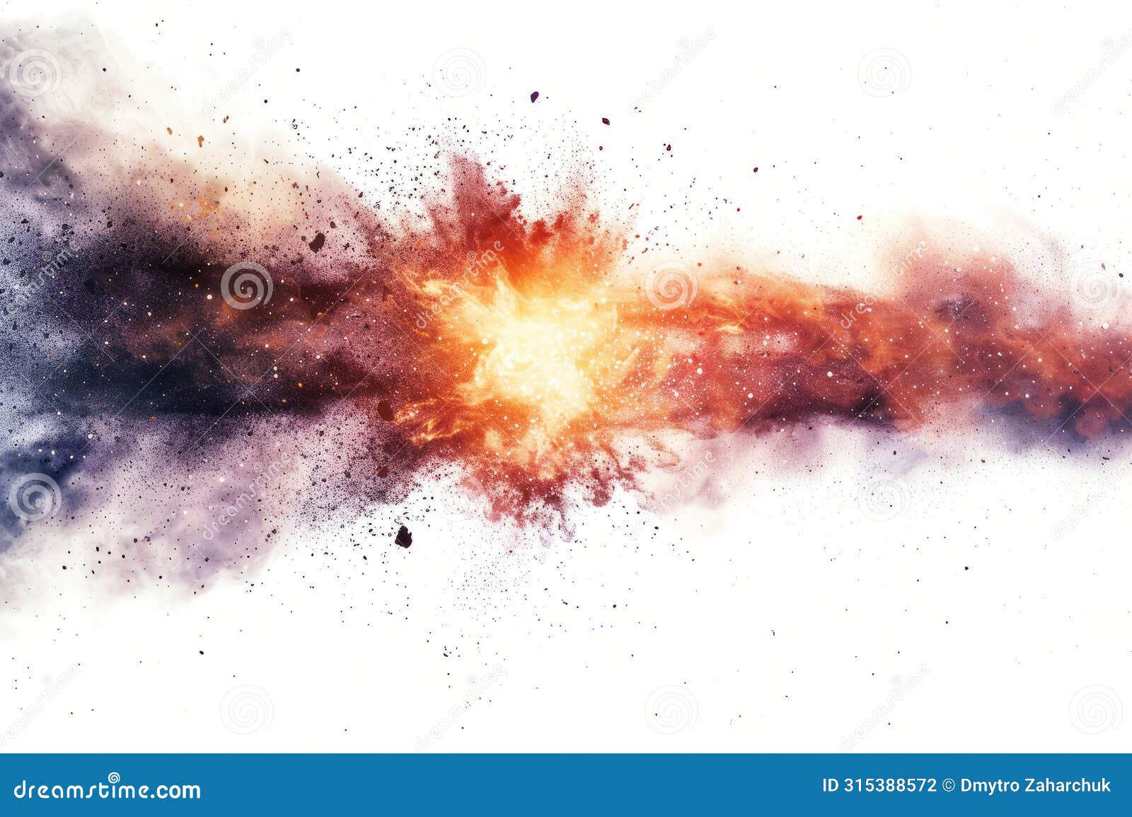Infinite Space Dust Explosion on White Background Stock Photo - Image ...