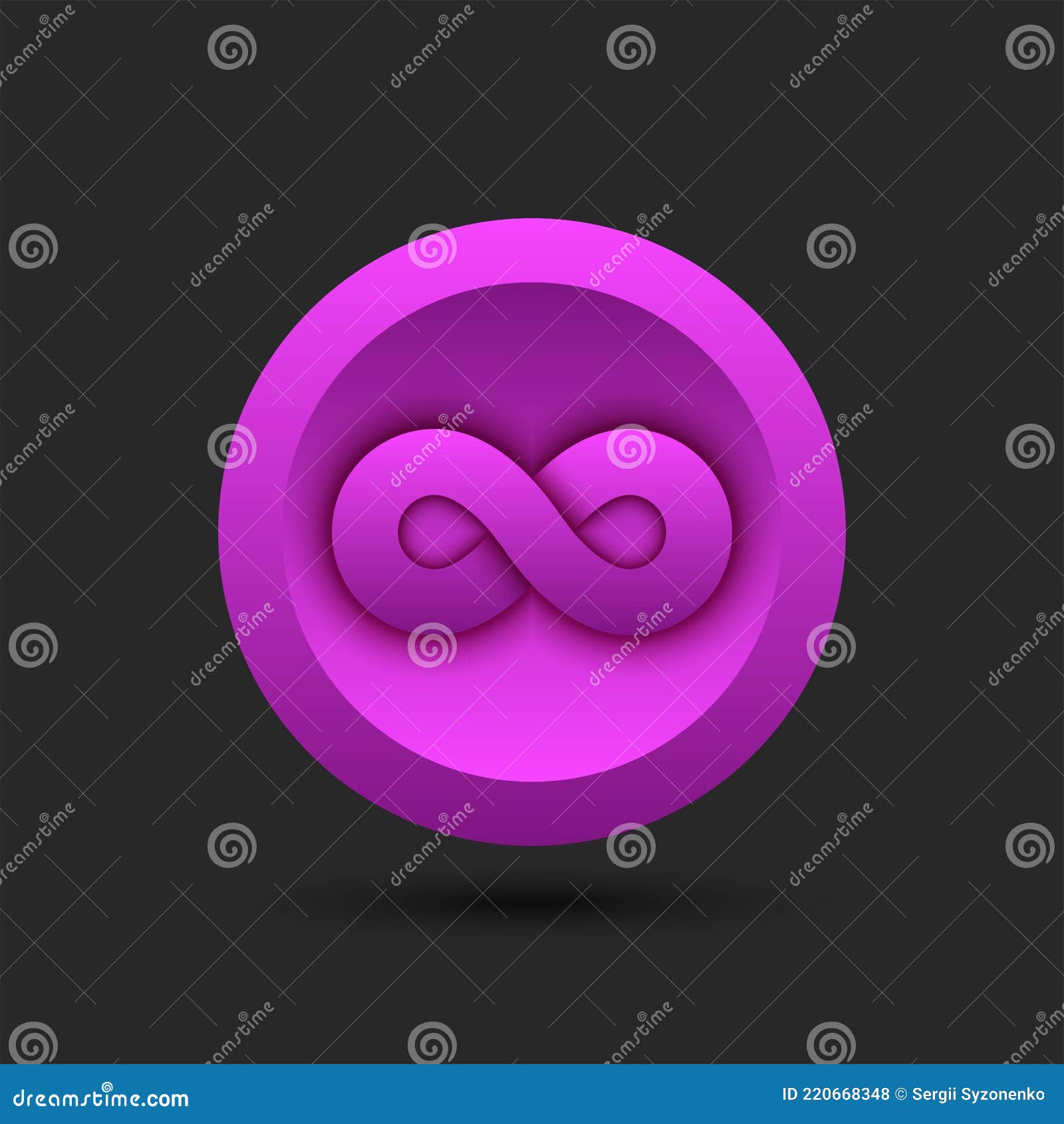 Infinite Symbol Logo for Cryptocurrency on a Round Pink Background ...