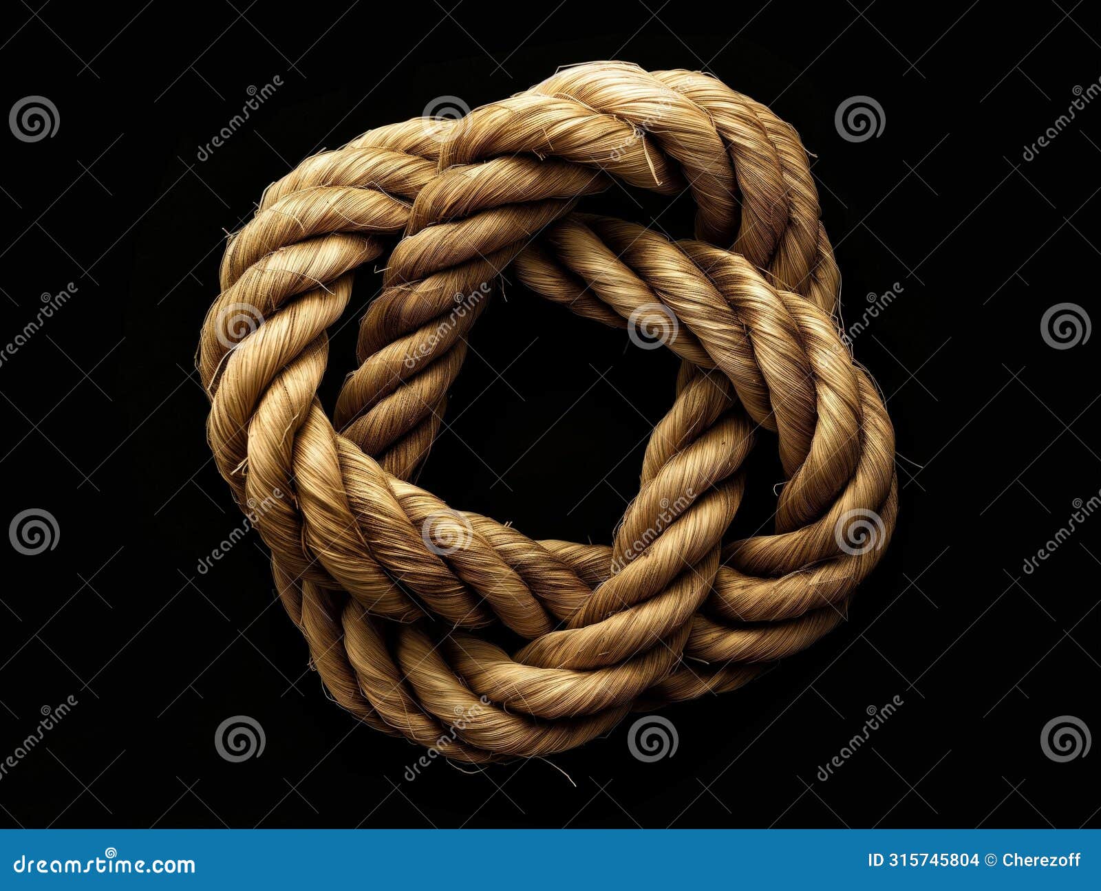 Infinite Twisted Rope on Black Background Stock Photo - Image of ...