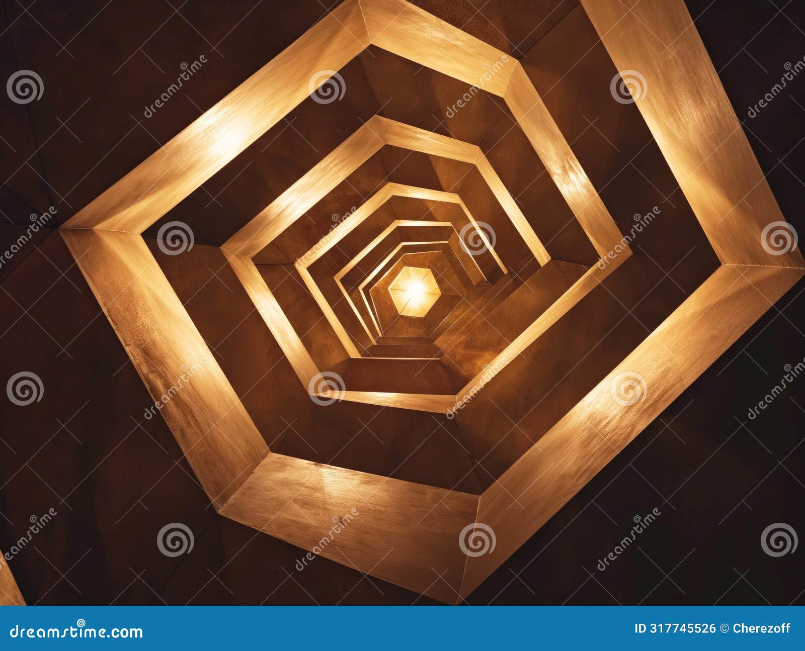 Infinite Wooden Hexagon Tunnel Stock Photo - Image of lines ...
