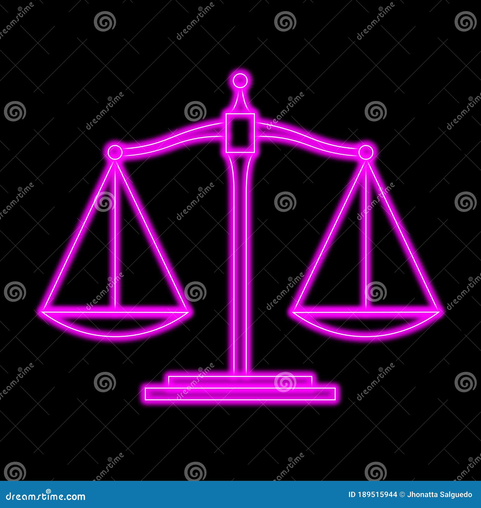 Balance Sign Justice Symbol Pink Neon on Black Background Stock ...