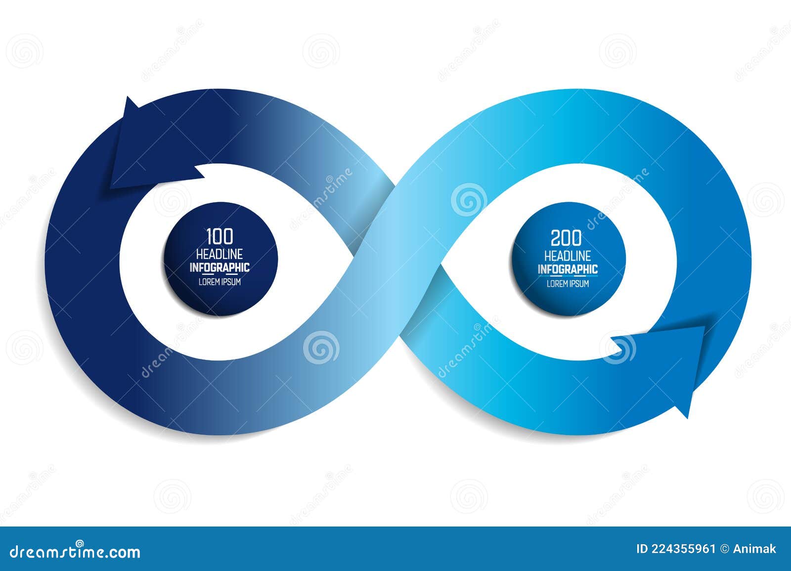 Infinity Arrows Infographic. 2 Step Options Template, Scheme, Diagram ...