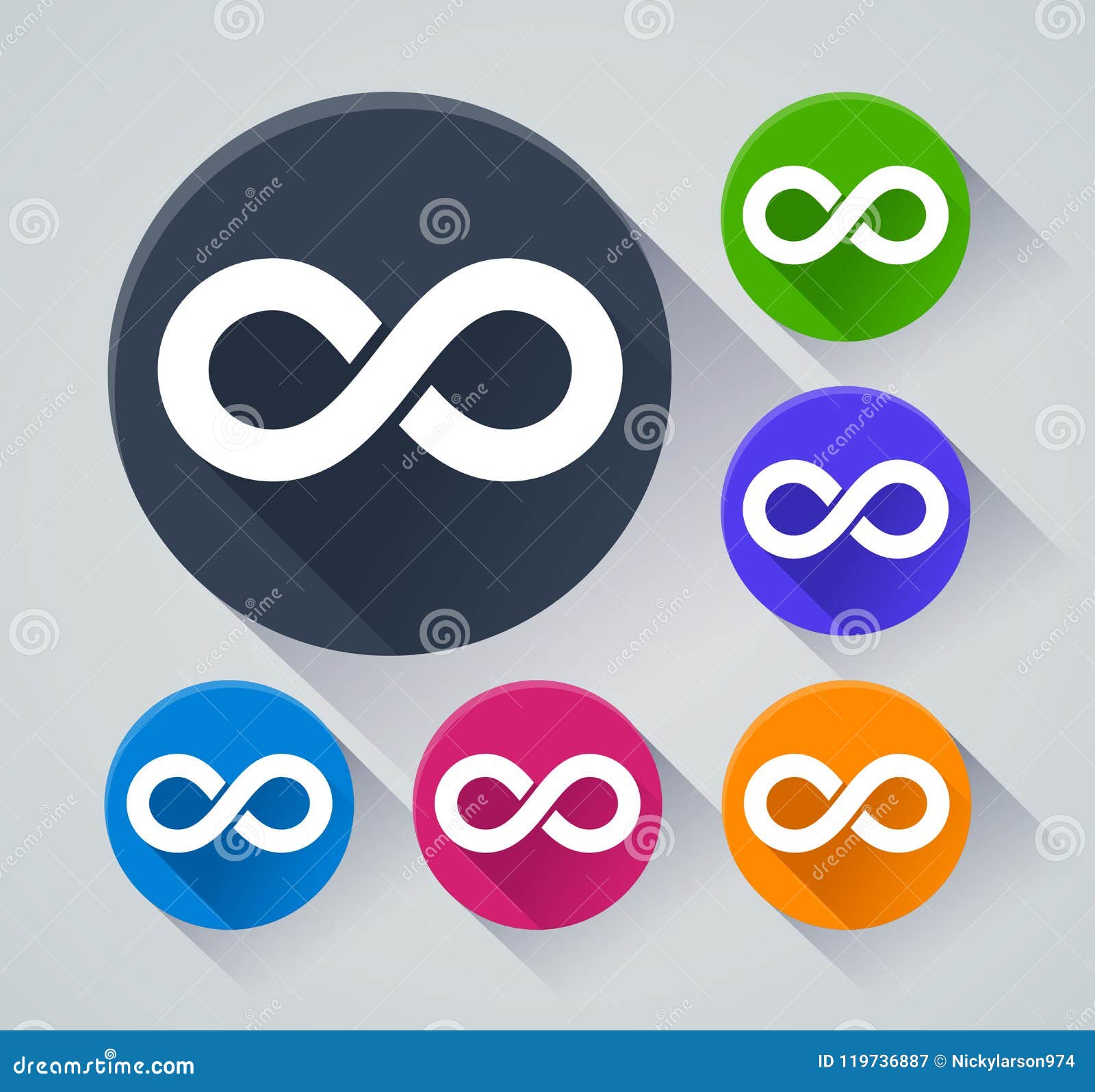 Infinity Circle Icons with Shadow Stock Vector - Illustration of circle ...