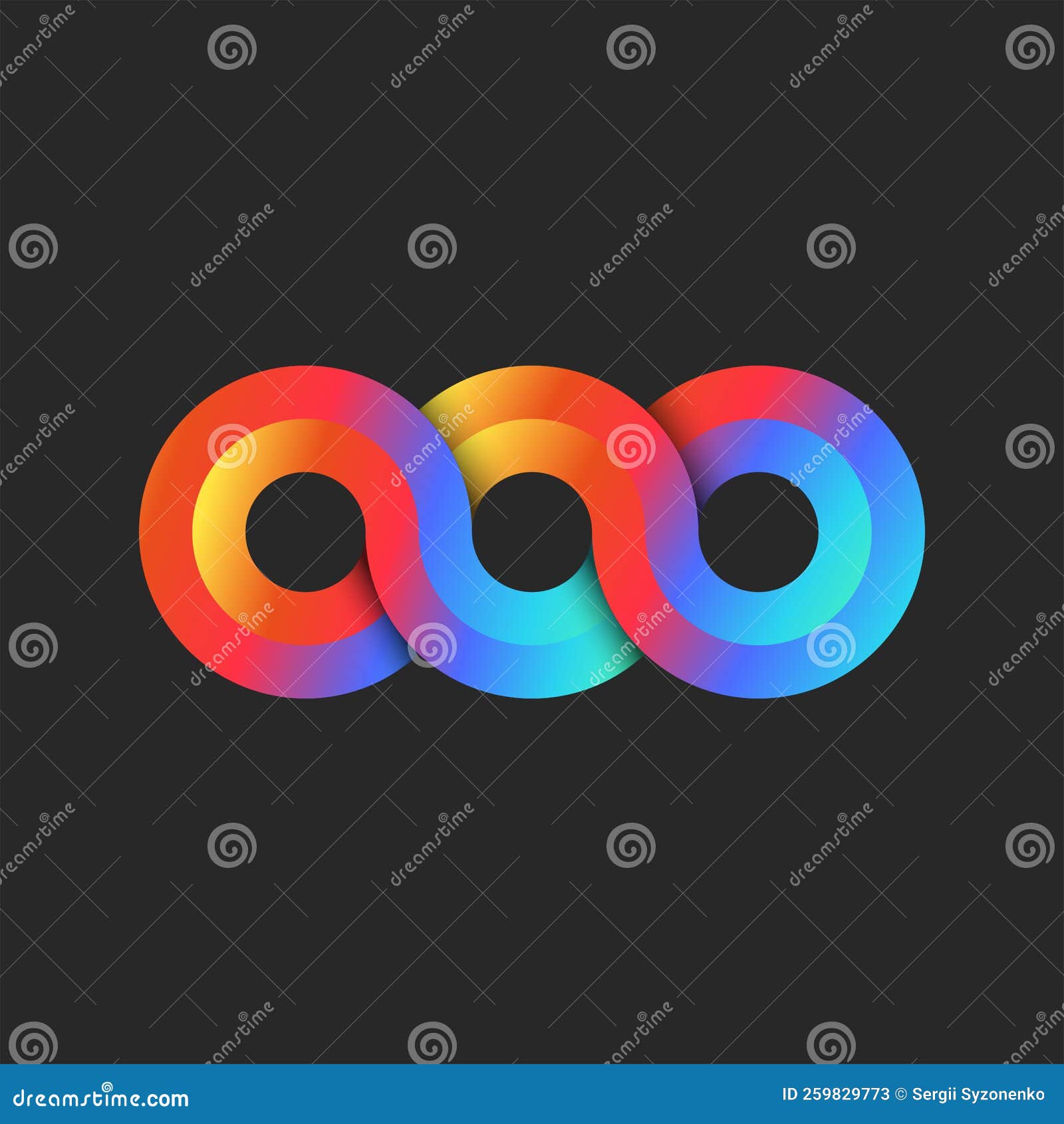 Infinity 3d Logo Rainbow Gradient, Endless 3 Circles Geometric Shape ...