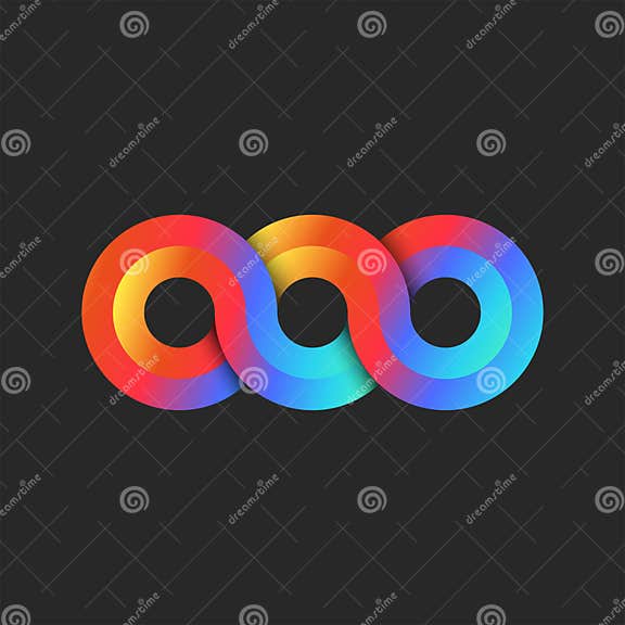 Infinity 3d Logo Rainbow Gradient, Endless 3 Circles Geometric Shape ...