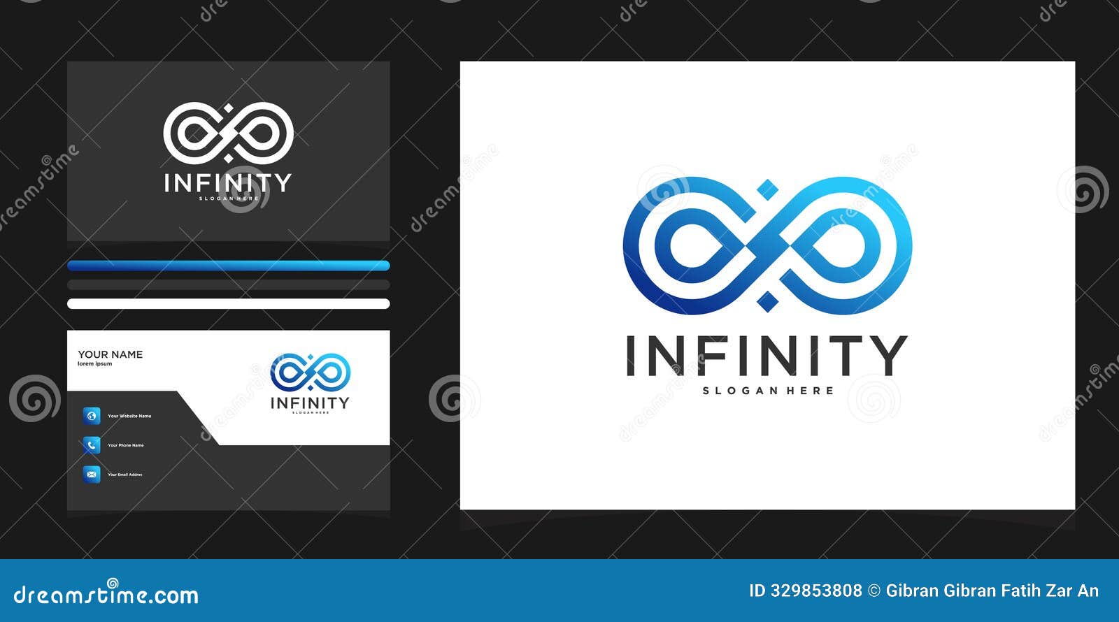 Infinity Design Logo Template with Unique Gradient and Card Business ...