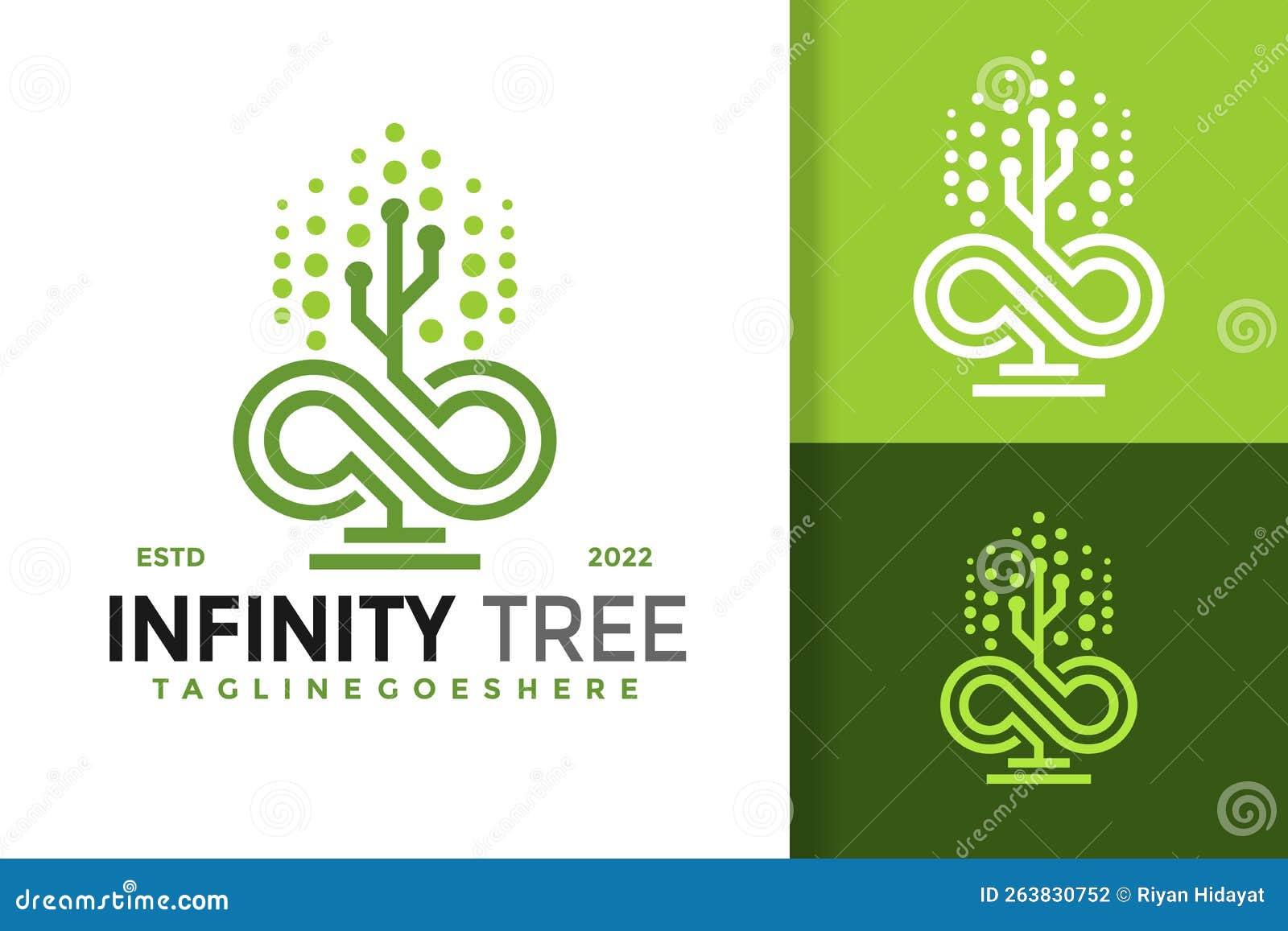 Infinity Digital Tree Logo Design Vector Illustration Template Stock ...