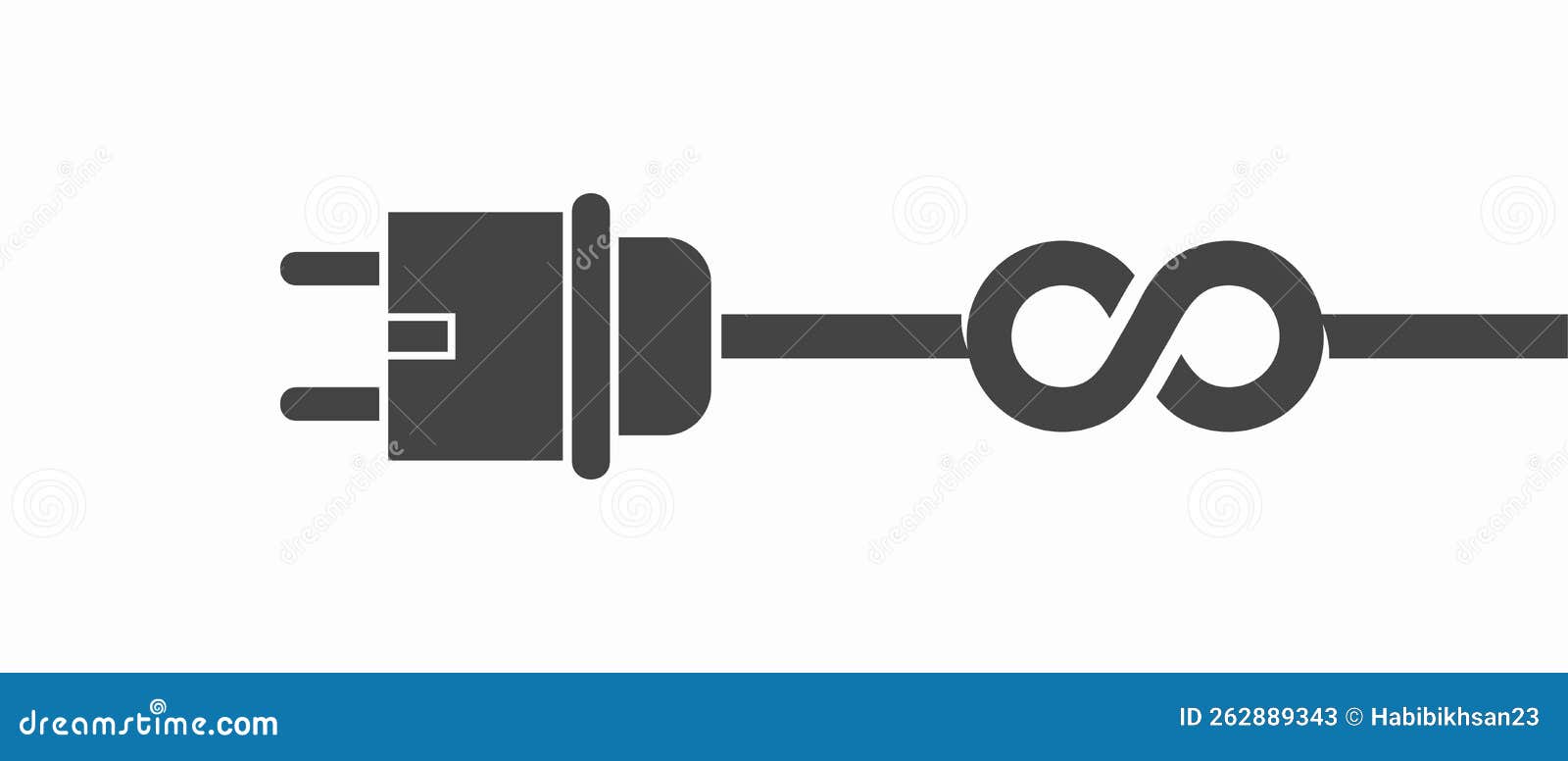 Infinity Electricity with Electric Plug Vector Illustration Background ...
