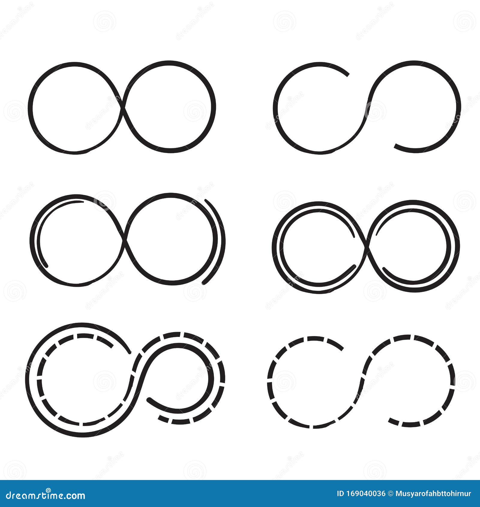Infinity Eternity Symbol in Variations Set Design with Hand Drawn ...