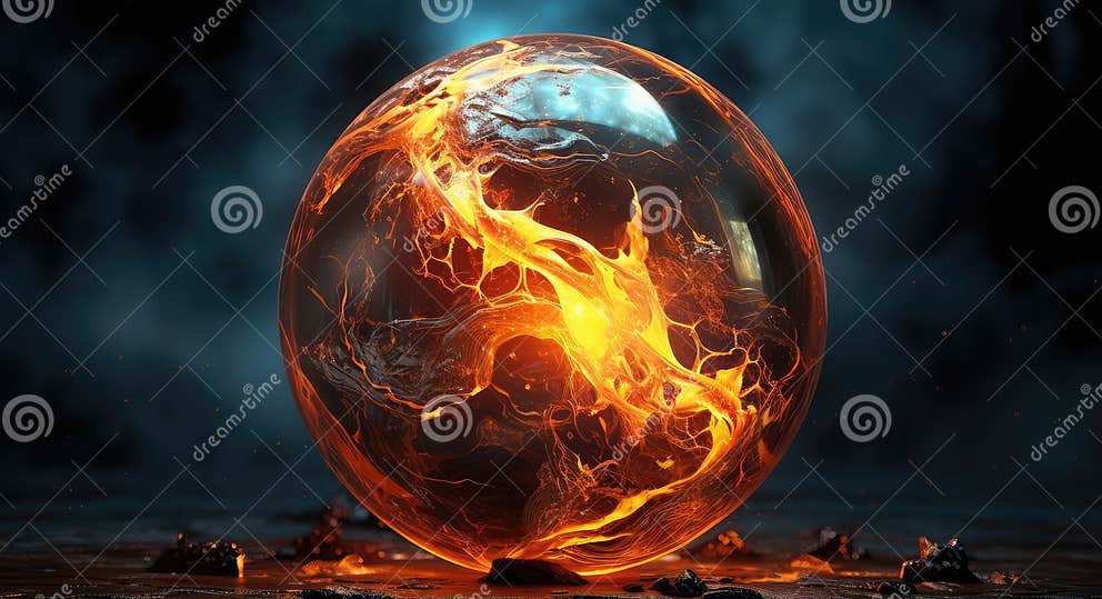 Infinity Fire Globe 3D Model with Expressive Dramatic Backdrop Stock ...
