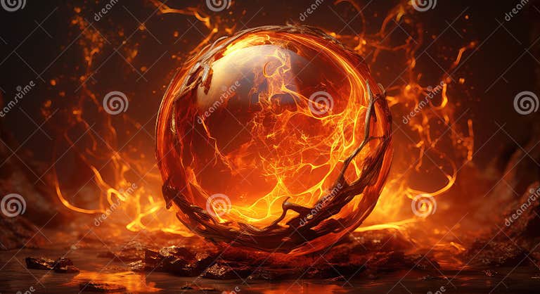 Infinity Fire Globe 3D Model with Expressive Dramatic Backdrop Stock ...