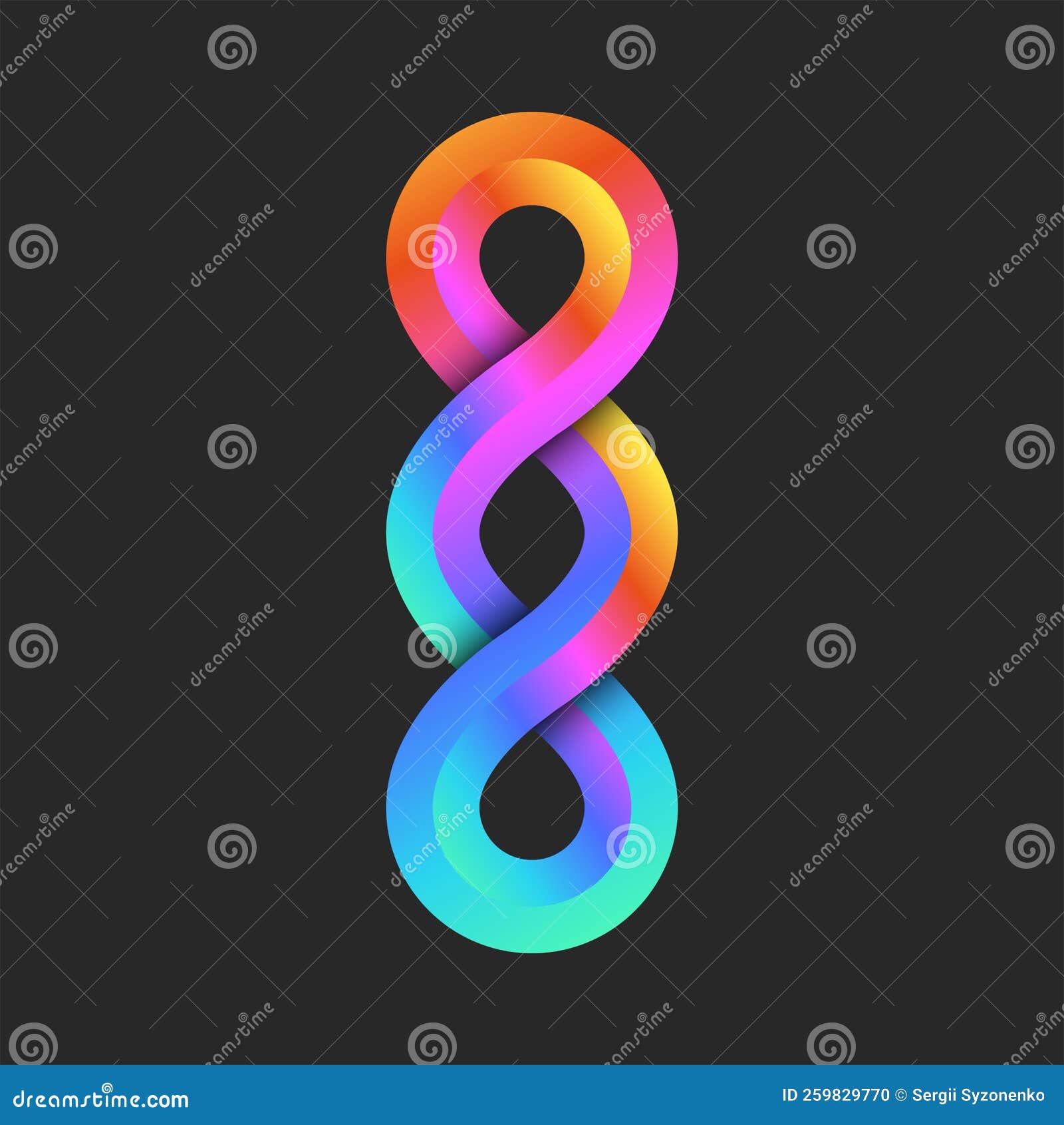 Infinity Form Logo 3d Three Loops Geometric Vertical Chain Shape, Vivid ...