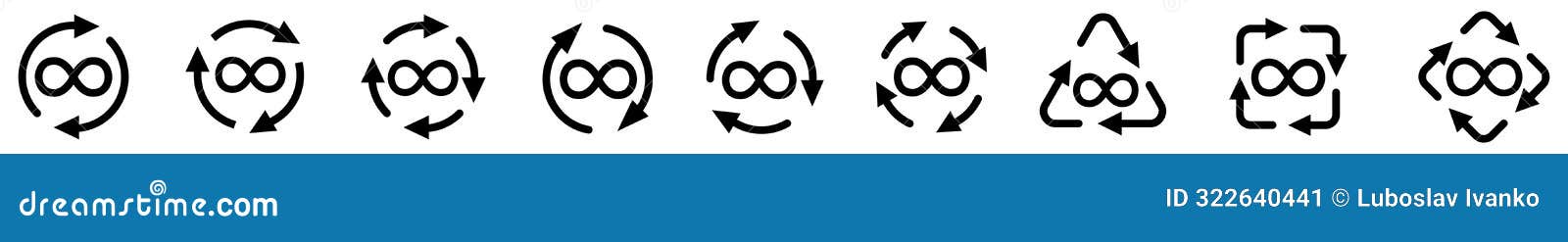 Infinity Icon in Arrows Forming Cycle, Two Three and Four Arrow Version ...