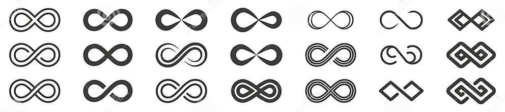 Infinity Icon Set. Infinity Symbol Collection. Vector Illustration ...