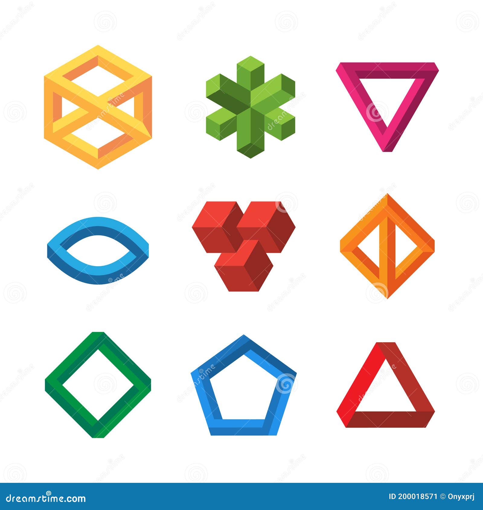 Infinity Illusions Geometry. Impossible 3d Shapes Triangles Loop ... Infinity Illusions Geometry. Impossible 3d Shapes Triangles Loop ...