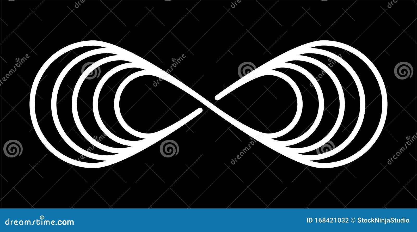 Infinity Illustration on Black Background. Black Flat Style Vector ...