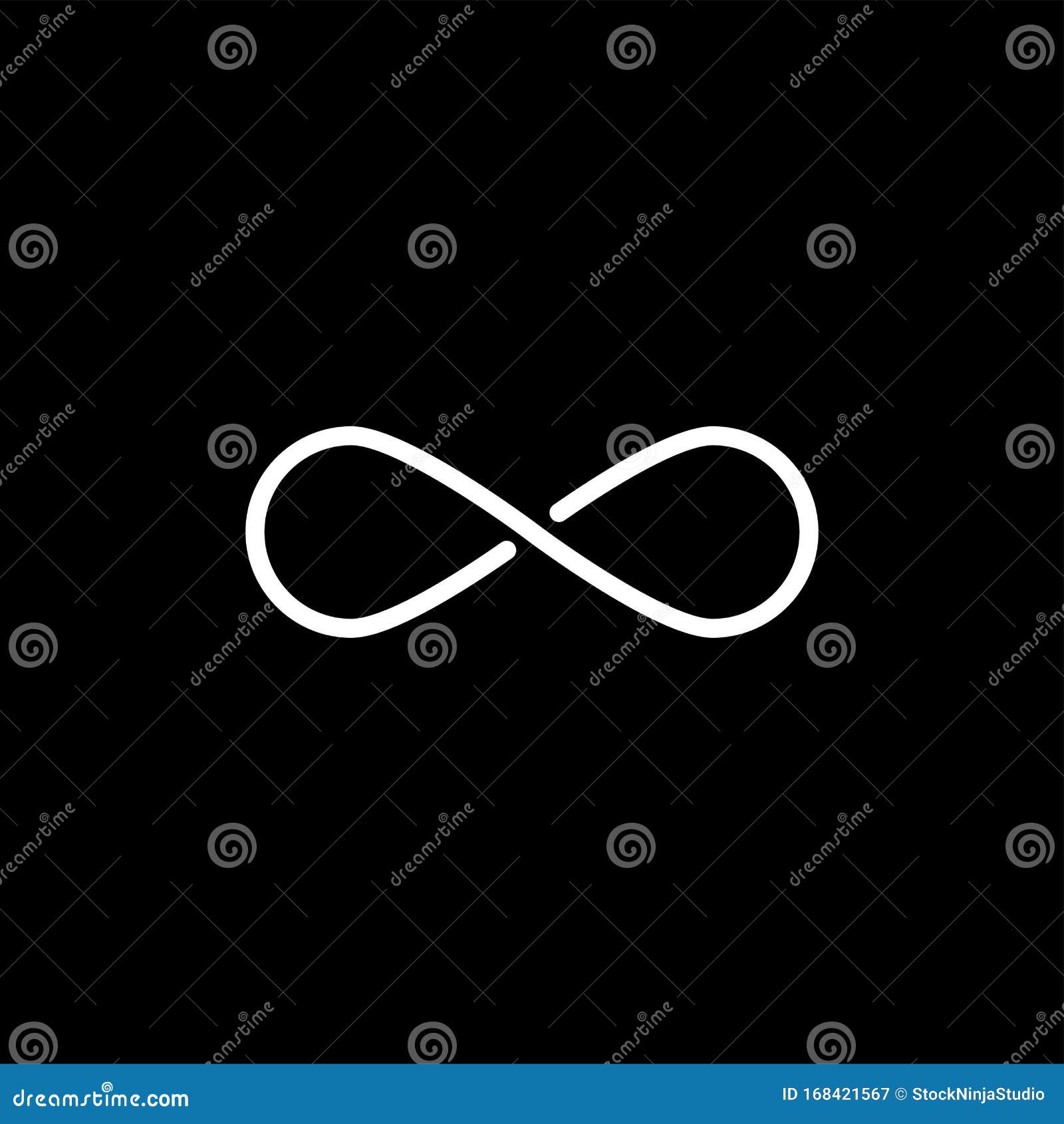 Infinity Line Icon on Black Background. Black Flat Style Vector ...