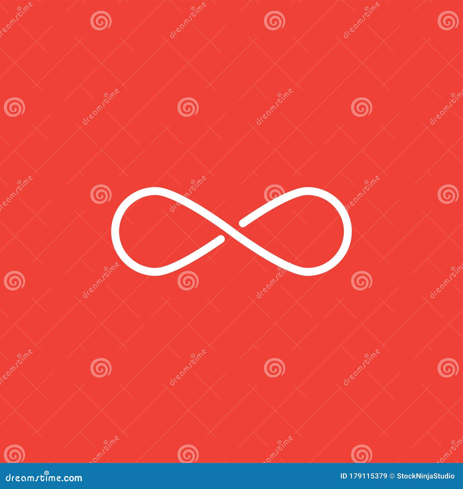 Infinity Line Icon on Red Background. Red Flat Style Vector ...