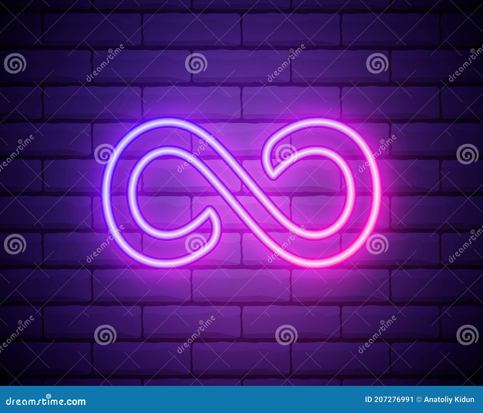 Infinity Logo Creative Concept with Glowing Neon Light Style Bold ...
