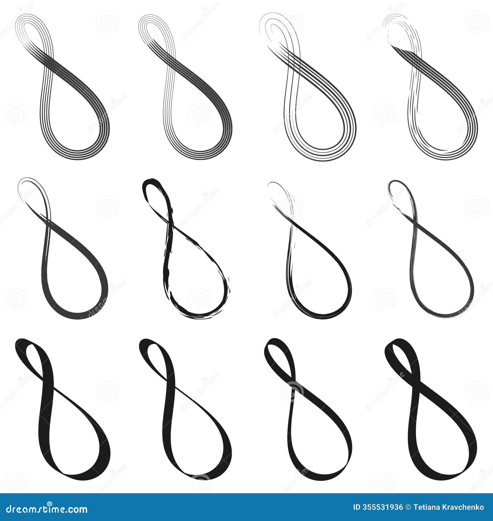 Infinity Loop Icons. Abstract Black Shapes. Creative Endless Designs ...