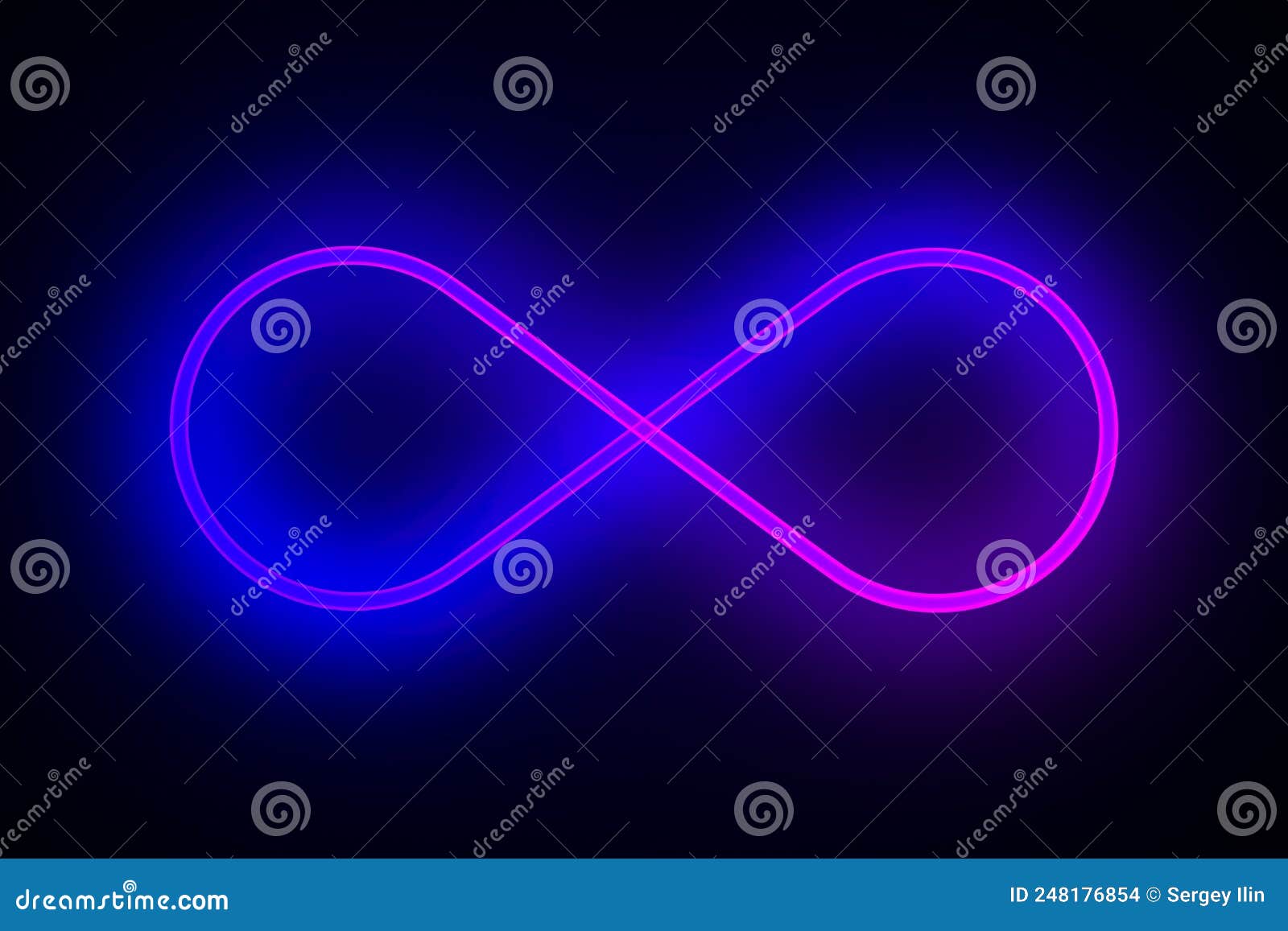 Infinity Neon Element on Black Background. 3D Illustration Rendering ...
