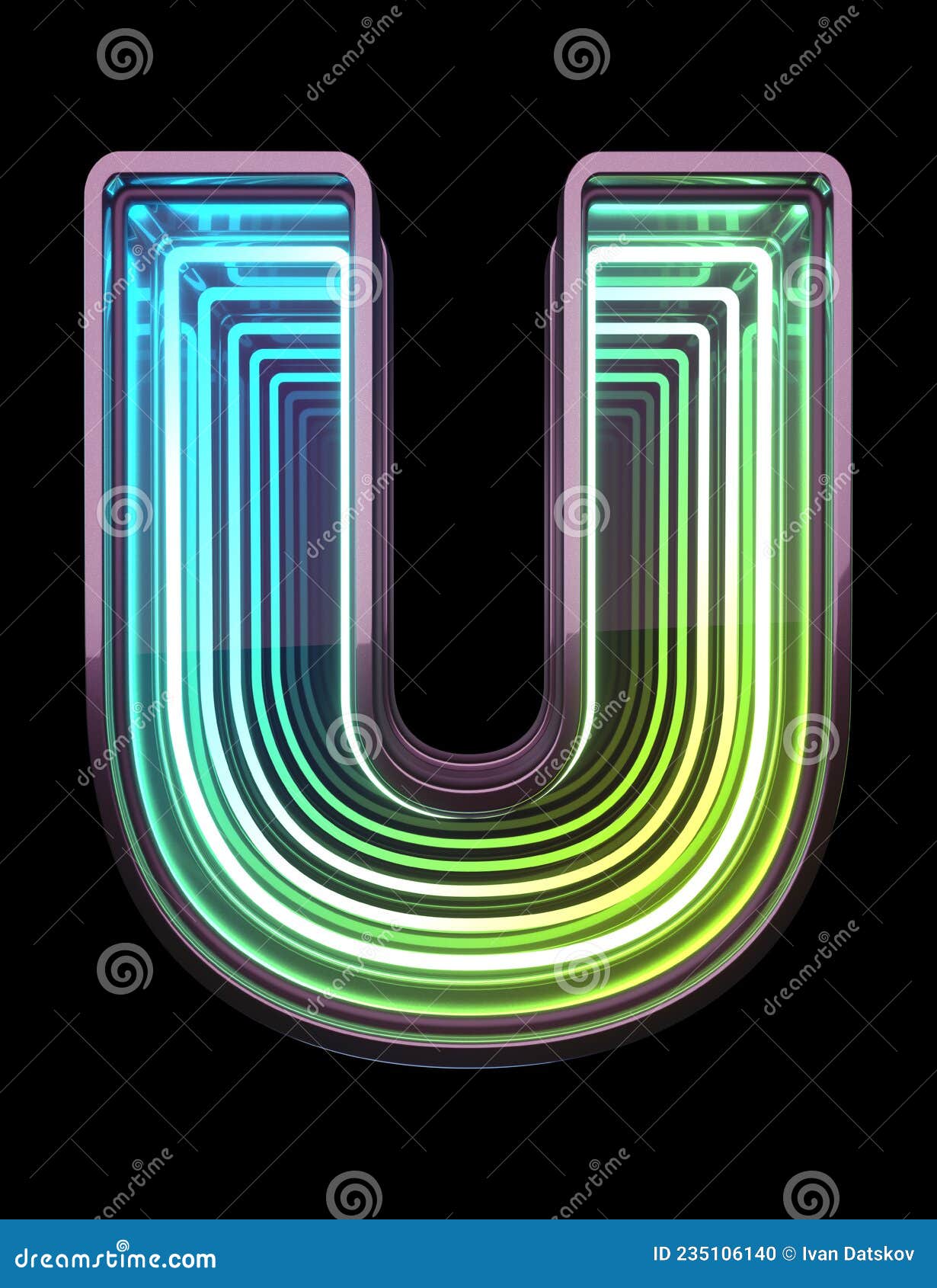 Infinity Neon Font. Minth Light. Letter U. Stock Photo - Image of ...