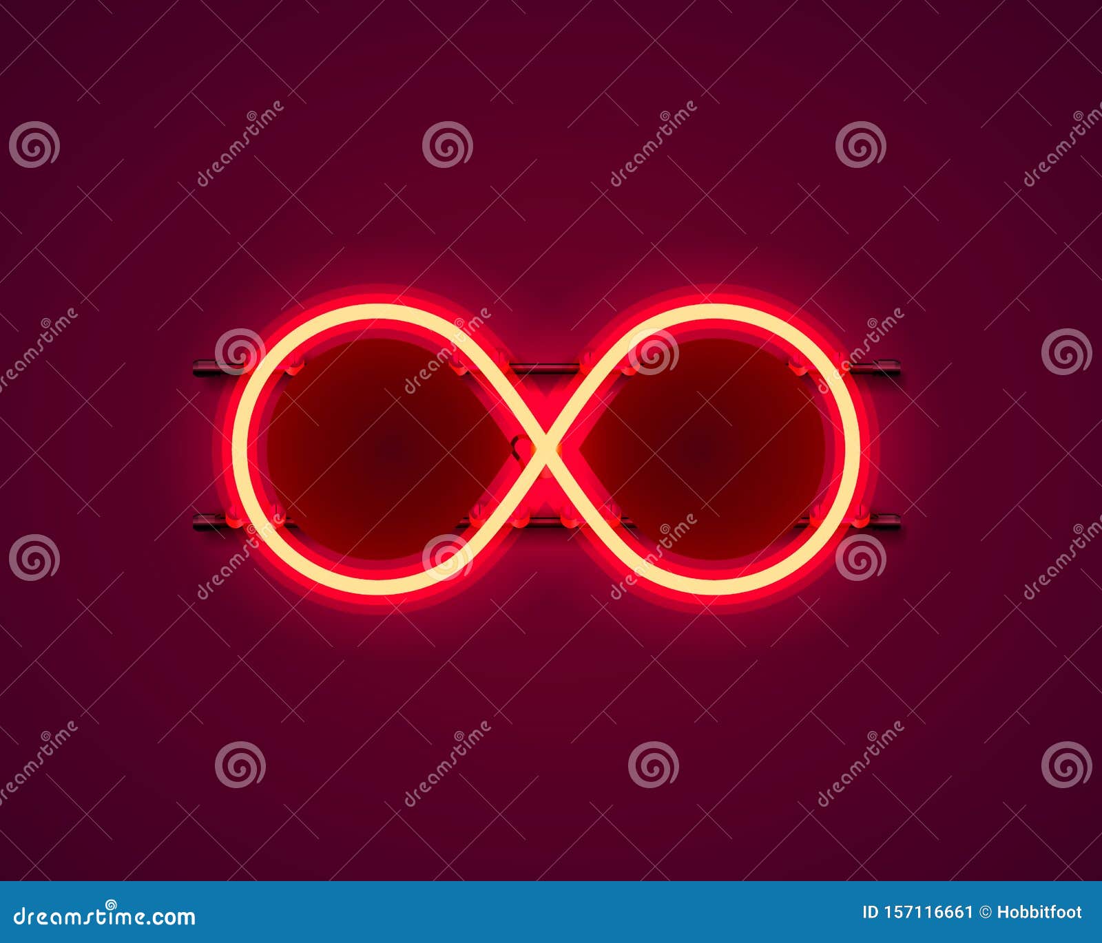 Infinity Neon Symbol on the Red Background Stock Illustration ...