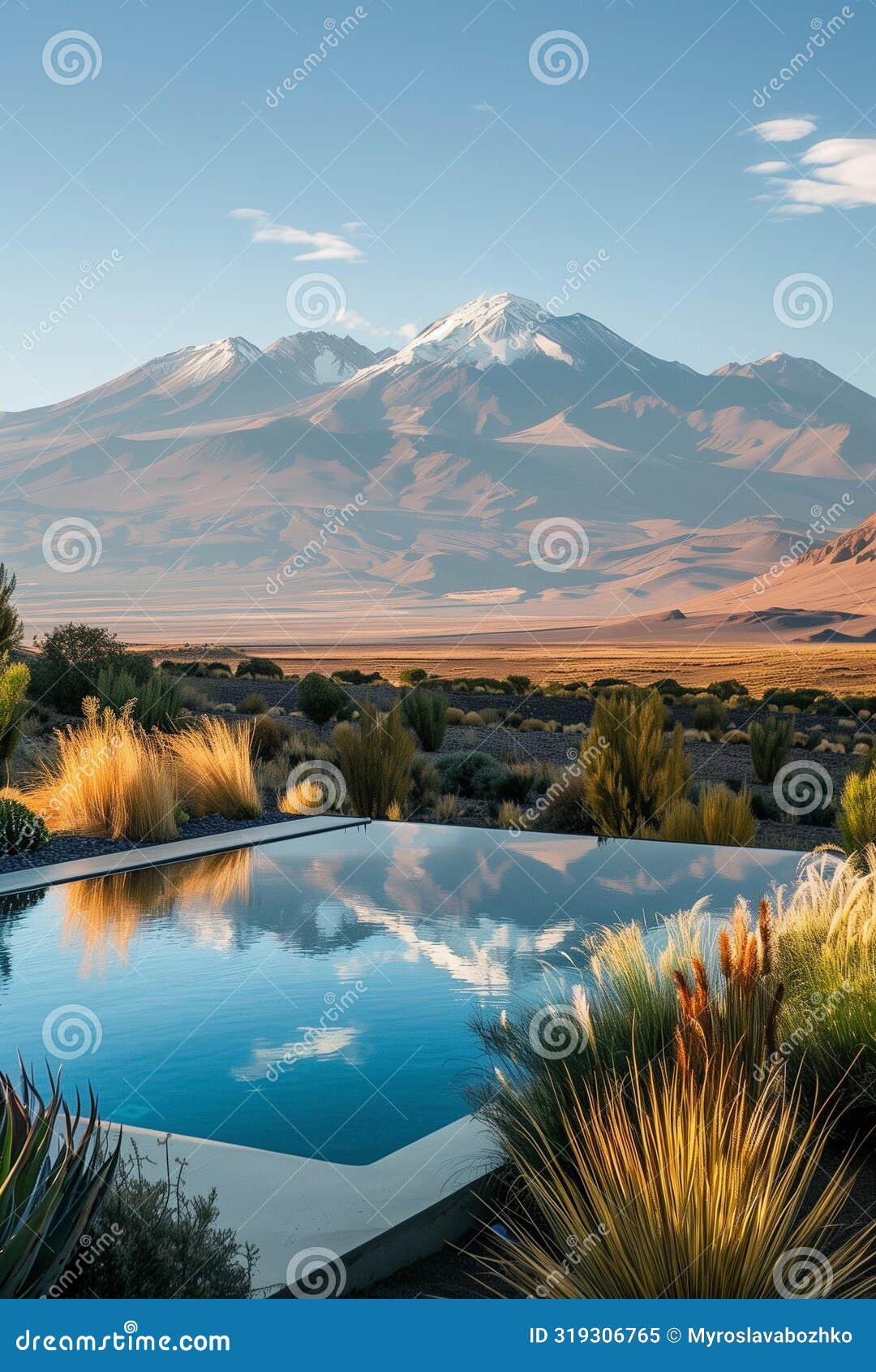 Infinity Outdoor Pool in the Valley with Mountain Views. Stock ...