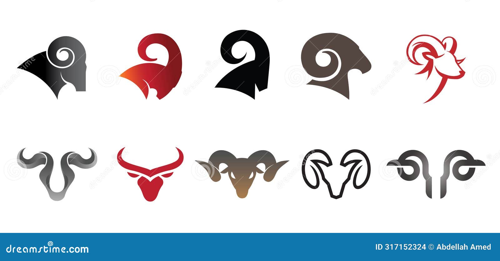 Creative Abstract Ram Horn Head Bighorn Head Collection Set Logo Stock ...