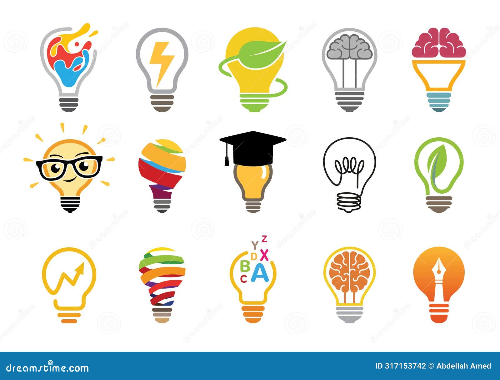Creative Bulbs Ideas Collection Logo Stock Vector - Illustration of ...