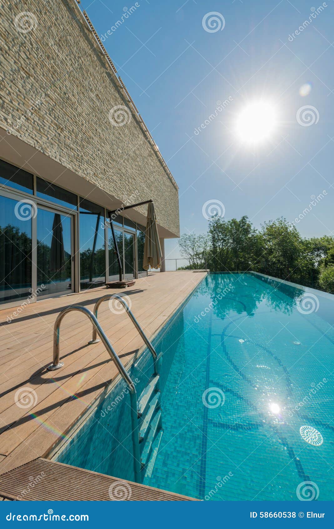 Infinity Pool on the Bright Summer Day Stock Photo - Image of luxurious ...