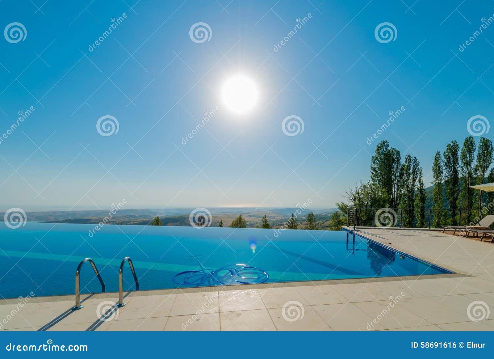 Infinity Pool on the Bright Summer Day Stock Photo - Image of ...