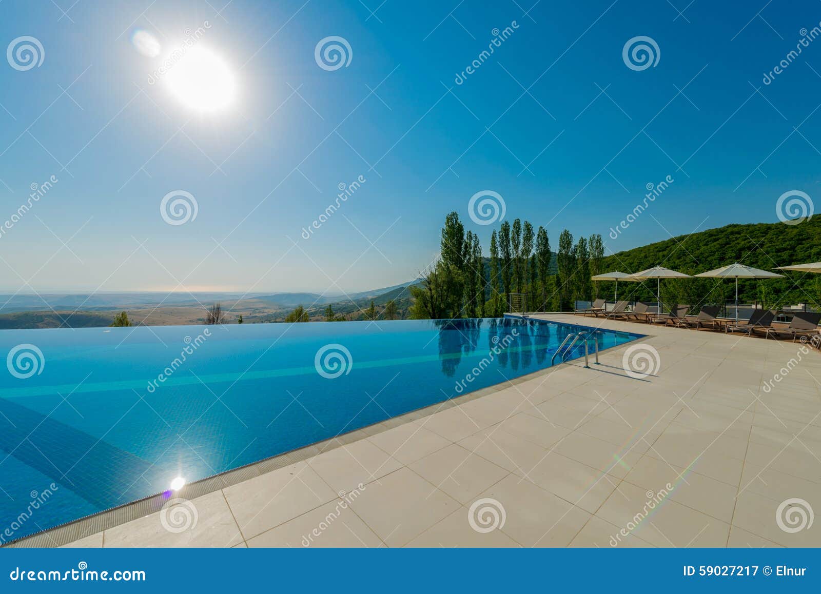 Infinity Pool on the Bright Summer Day Stock Image - Image of leisure ...