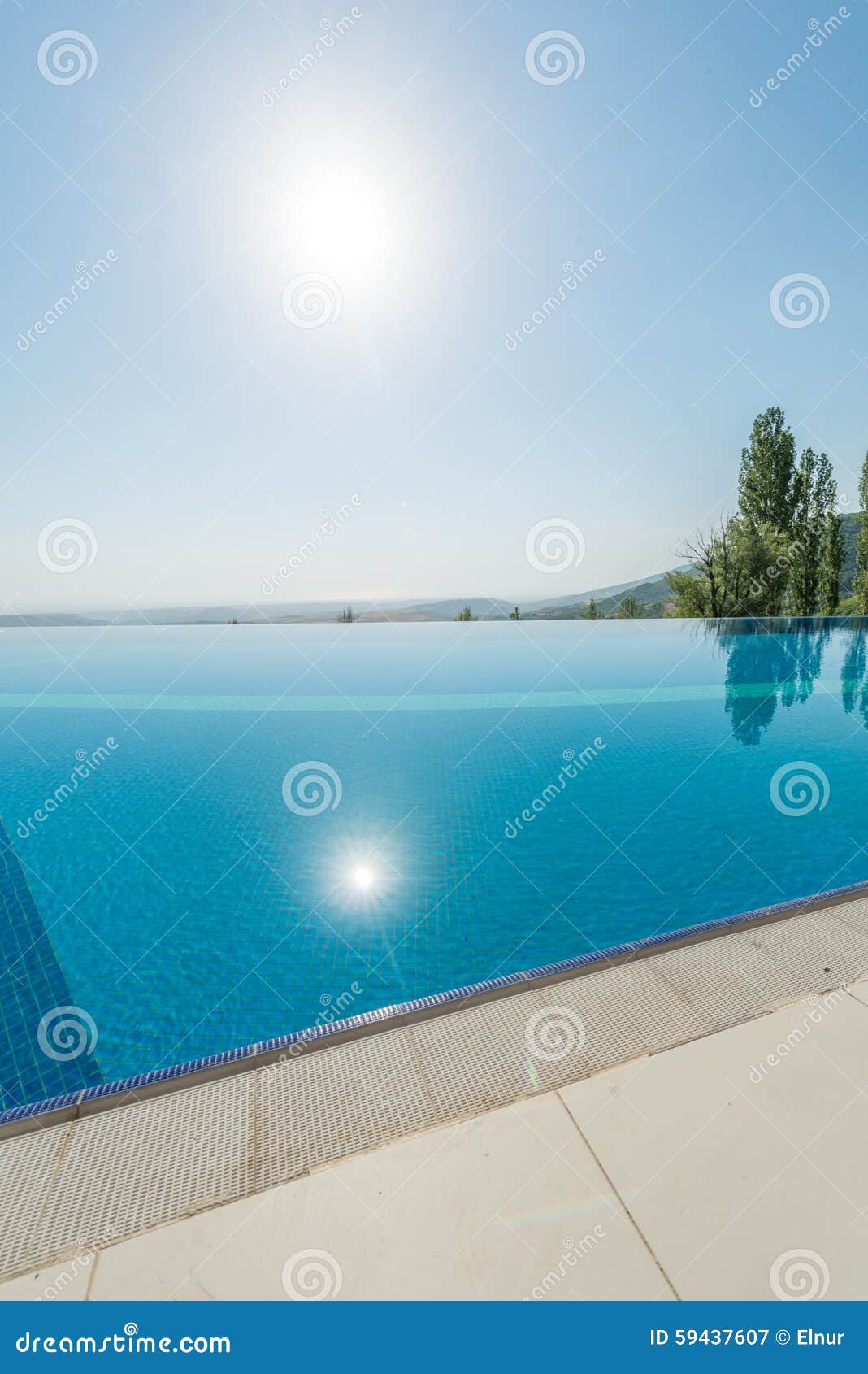 Infinity Pool on the Bright Summer Day Stock Image - Image of blue ...