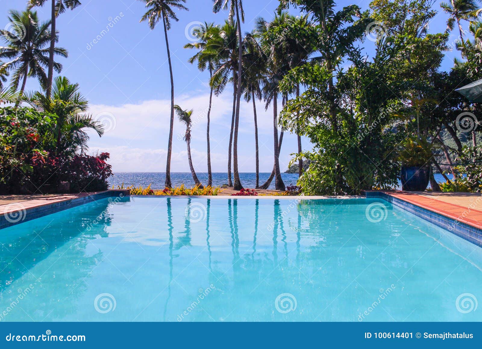 Infinity pool stock image. Image of wellness, summer - 100614401