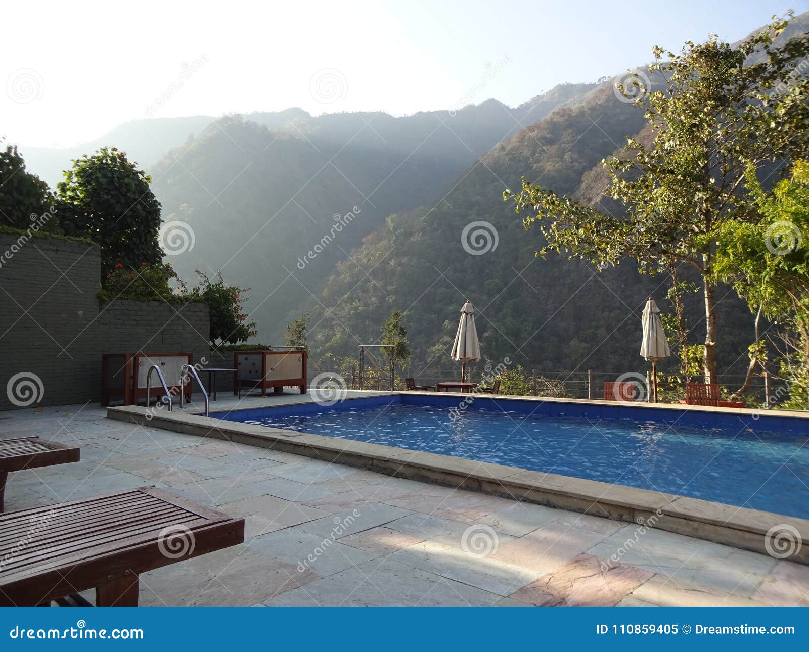 Infinity Pool with a Mountain View Stock Image - Image of view ...