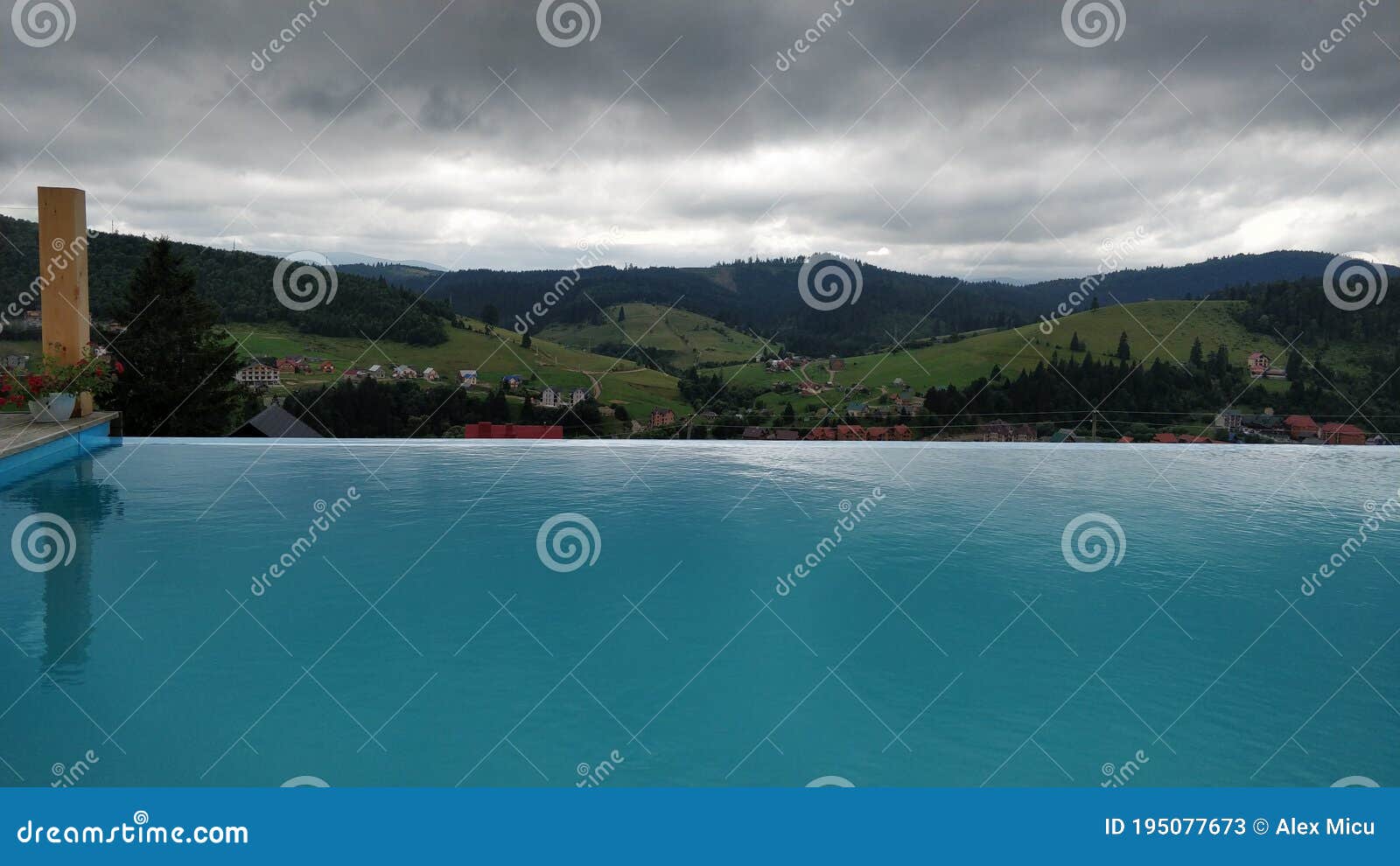 Infinity Pool with Mountain View Stock Image - Image of water, ukraine ...