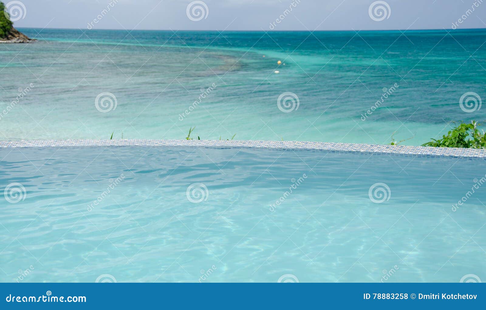 Infinity Pool Over Caribbean Beach Stock Photo - Image of harbor ...