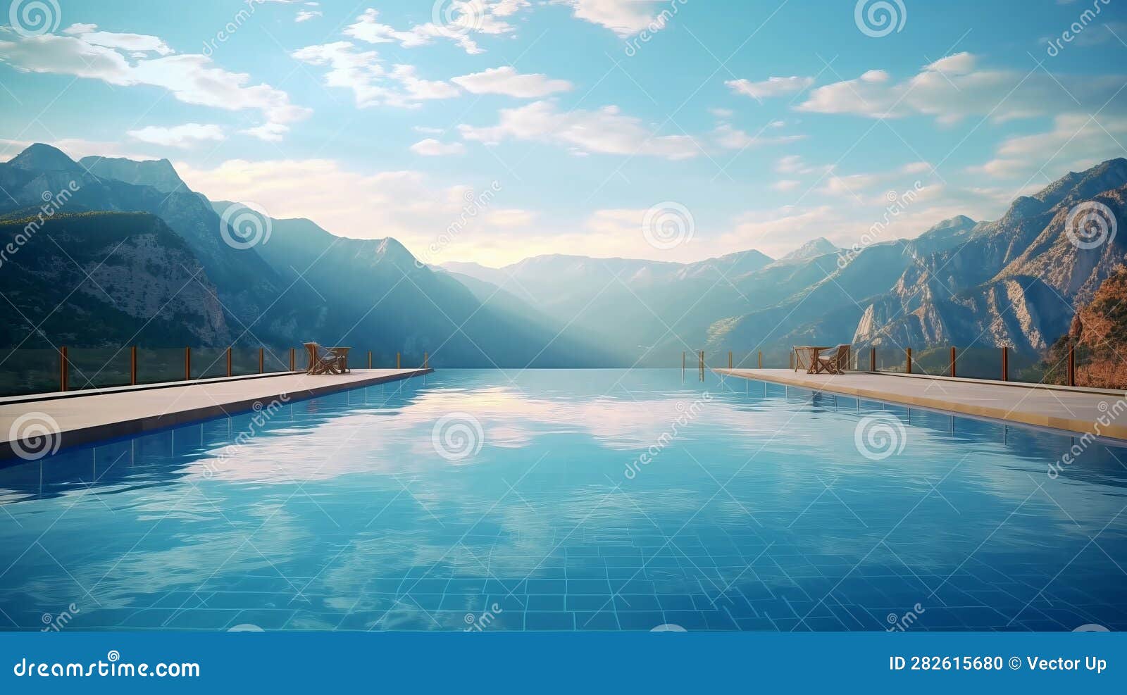 Infinity Pool Overlooking a Picturesque Mountain. Generative AI. Stock ...