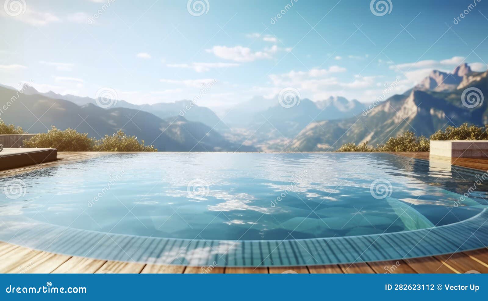 Infinity Pool Overlooking a Picturesque Mountain. Generative AI. Stock ...