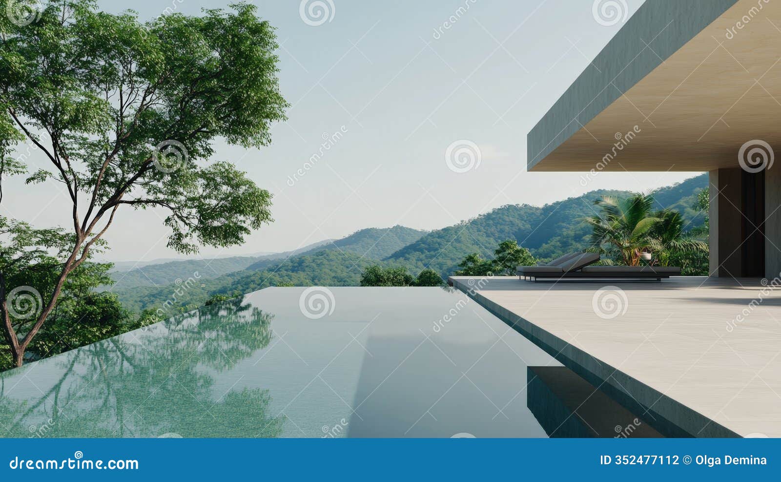 Infinity Pool Overlooking Tropical Rainforest and Mountain Landscape ...