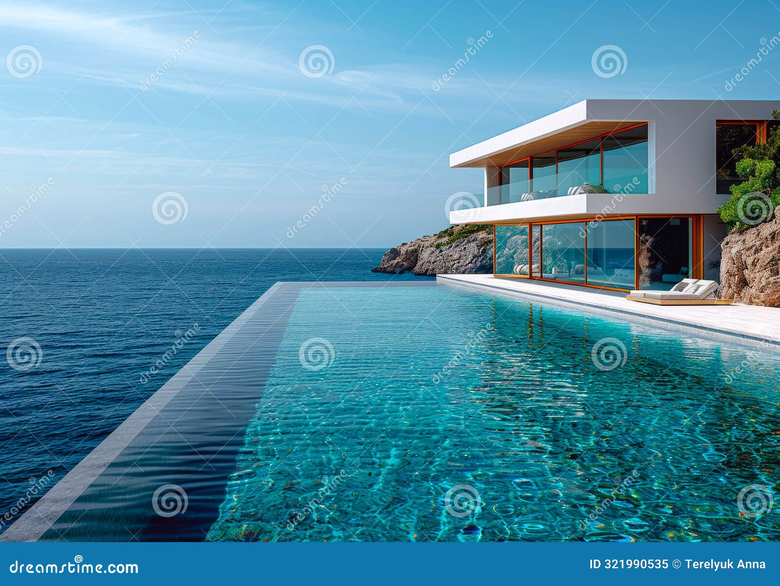 Infinity Pool on the Roof Top of Villa with Sea View Stock Image ...