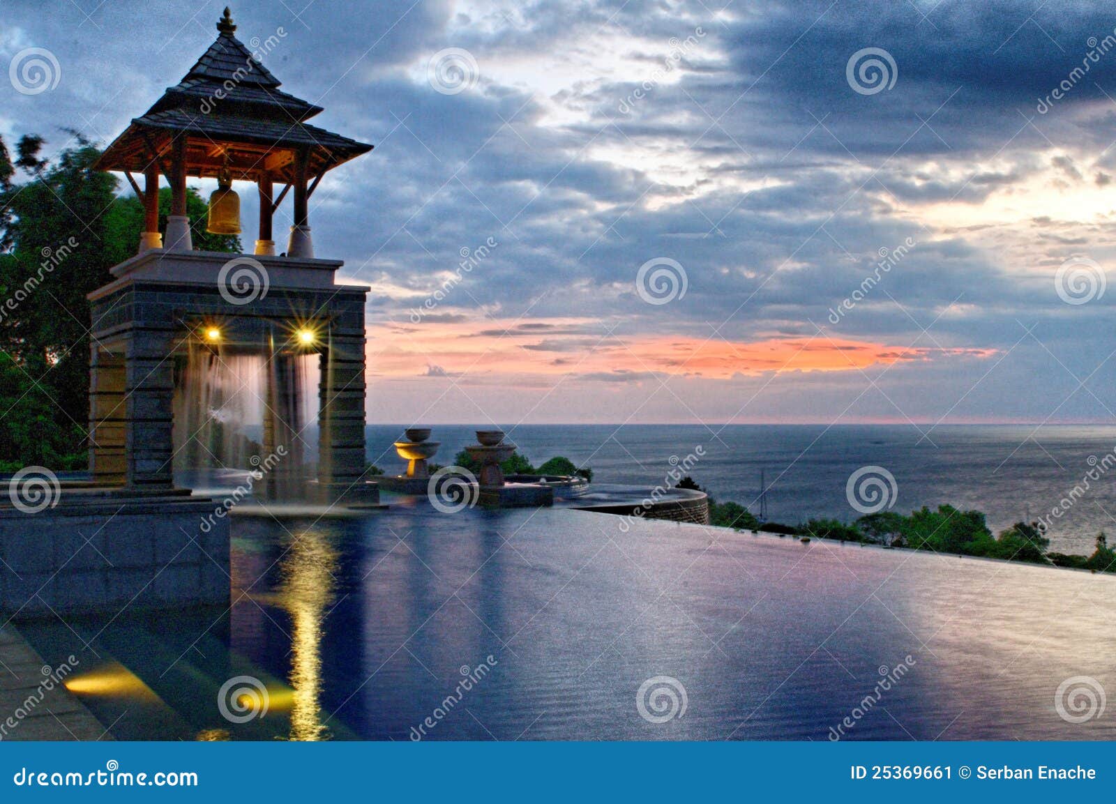 Infinity pool at sunset stock image. Image of landscape - 25369661