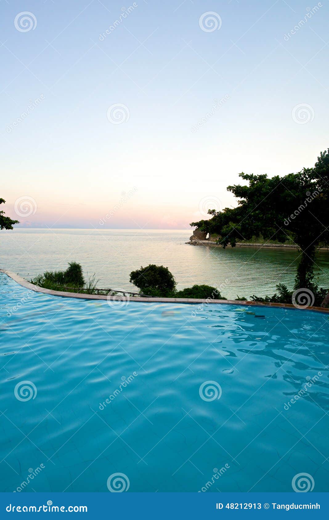 Infinity Pool Sunset Beach View in Boracay Stock Image - Image of ...