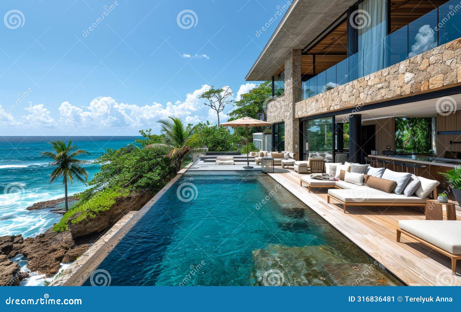 The Infinity Pool and Terrace of the Luxury Hotel Stock Image - Image ...