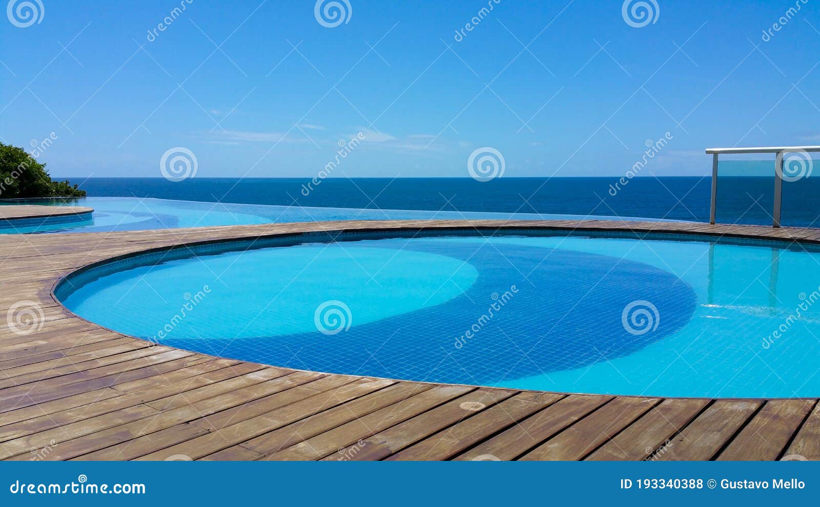 Infinity Pool with Views of the Sea and Blue Sky Stock Photo - Image of ...