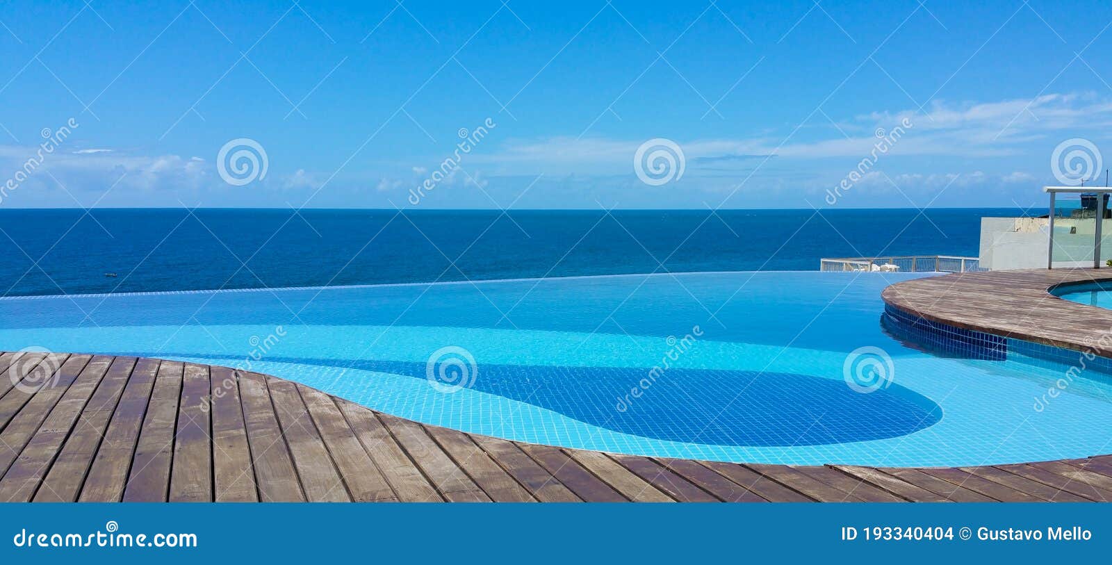 Infinity Pool with Views of the Sea and Blue Sky Stock Photo - Image of ...