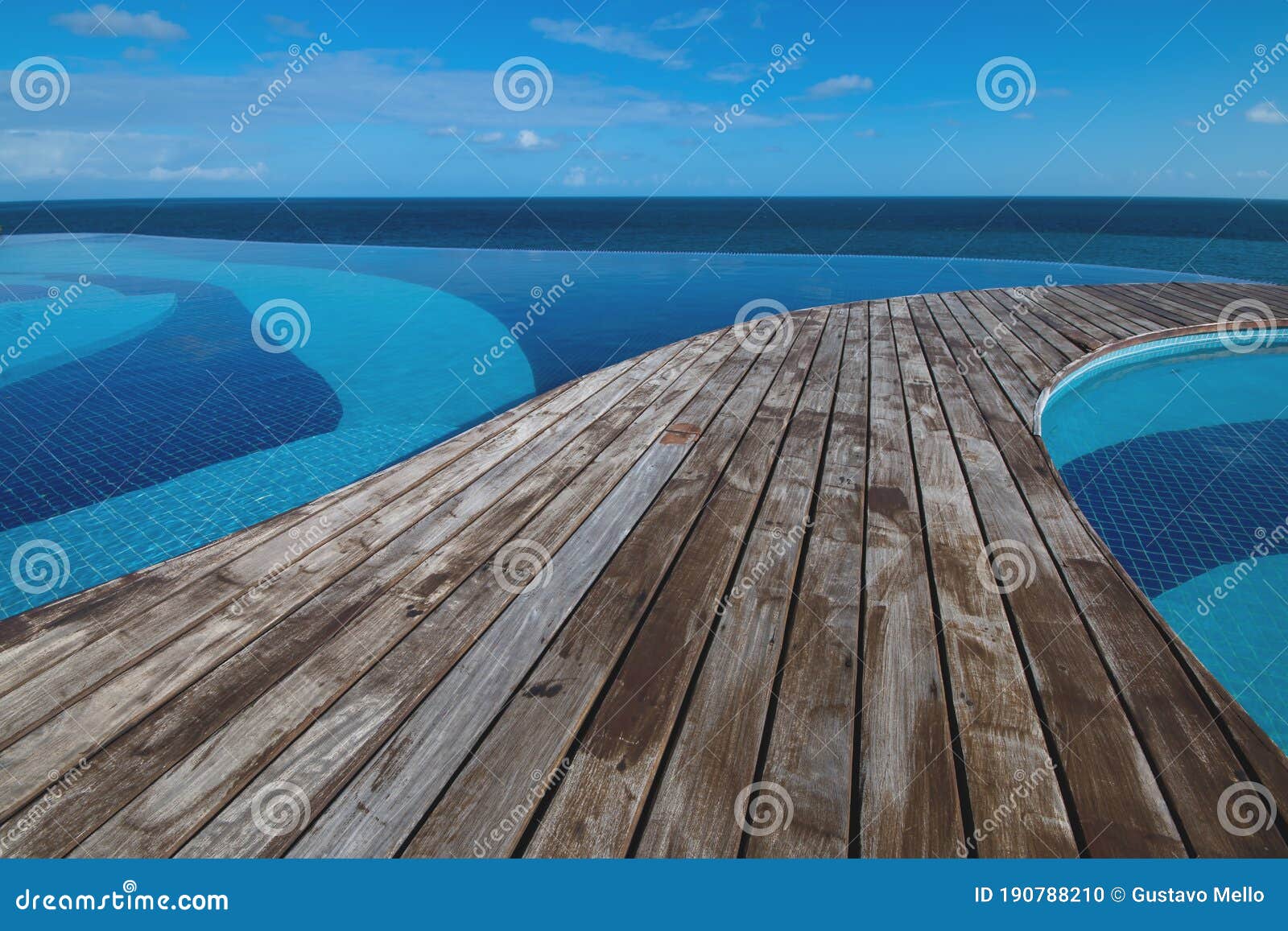 Infinity Pool with Views of the Sea and Blue Sky Stock Photo - Image of ...