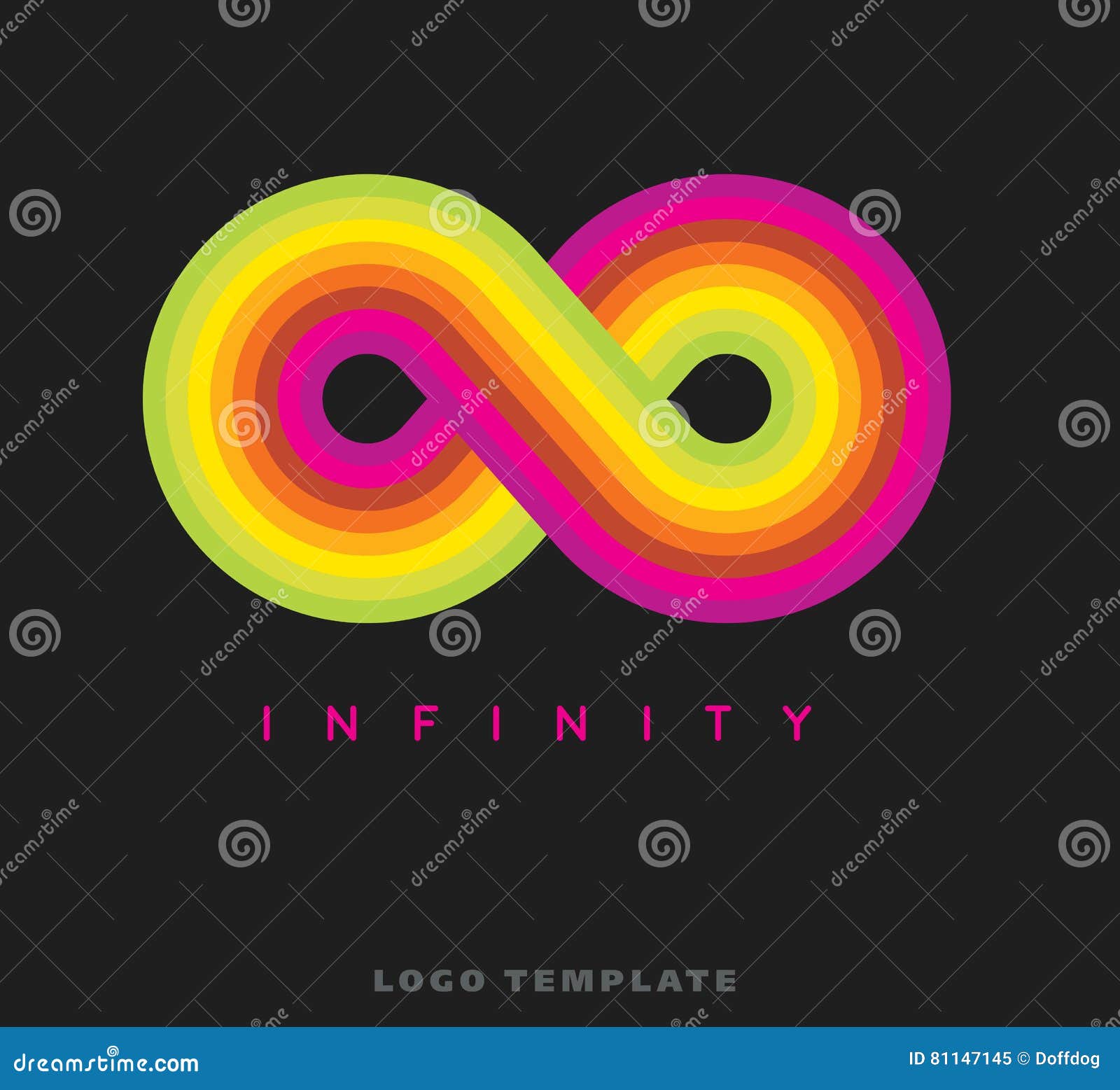 Infinity With Rainbow Feather On Black Background Cartoon Vector ...